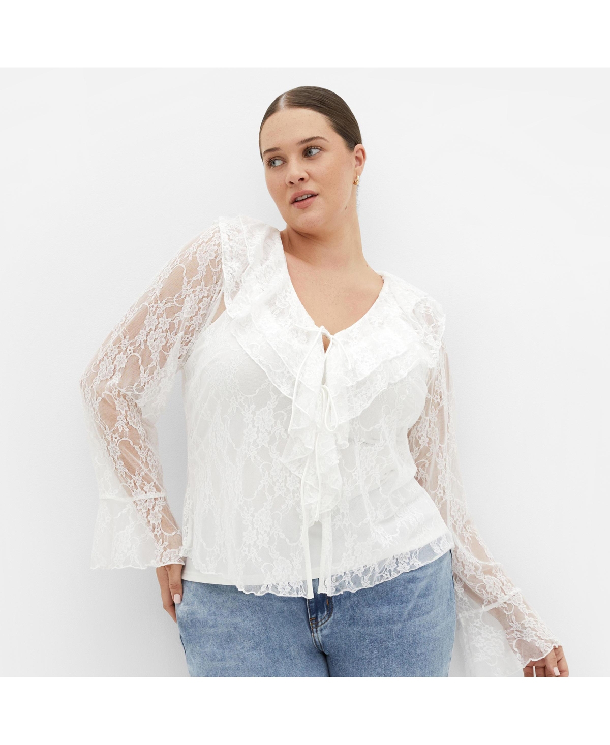 Click here for City Chic Plus Size Lacie Top - Ivory lace prices
