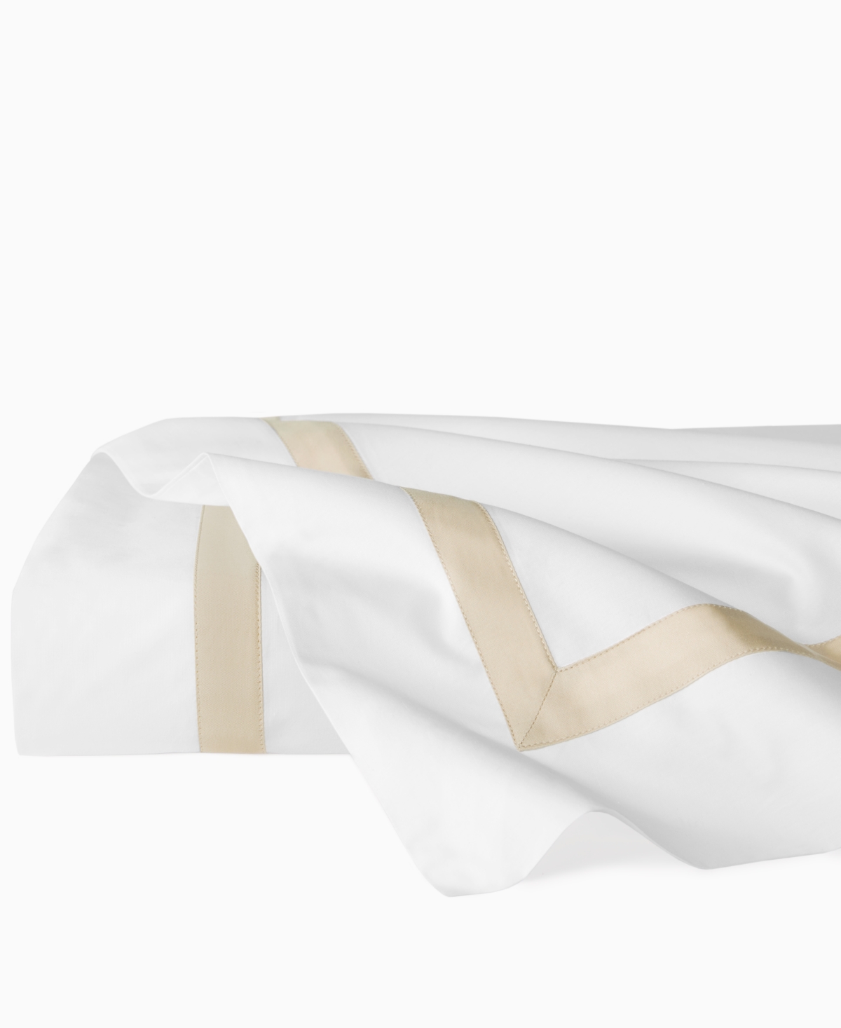 Sferra Estate Woven Cotton Flat Sheet  Twin - White/sand