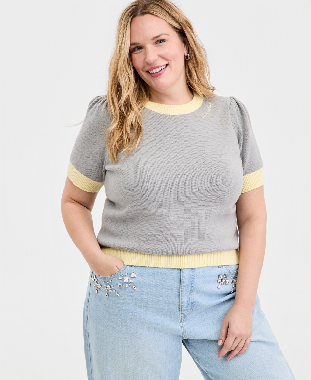 Click here for On 34th Trendy Plus Size Short-Sleeve Tipped Sweat... prices