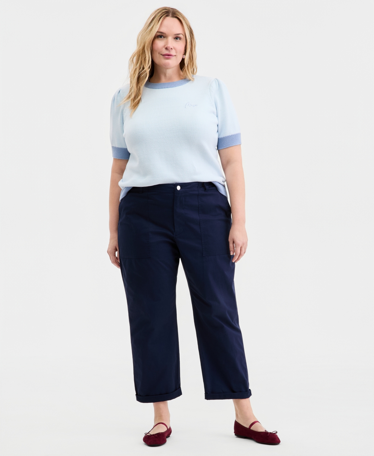 Click here for On 34th Trendy Plus Size Utility Pocket Ankle Pant... prices