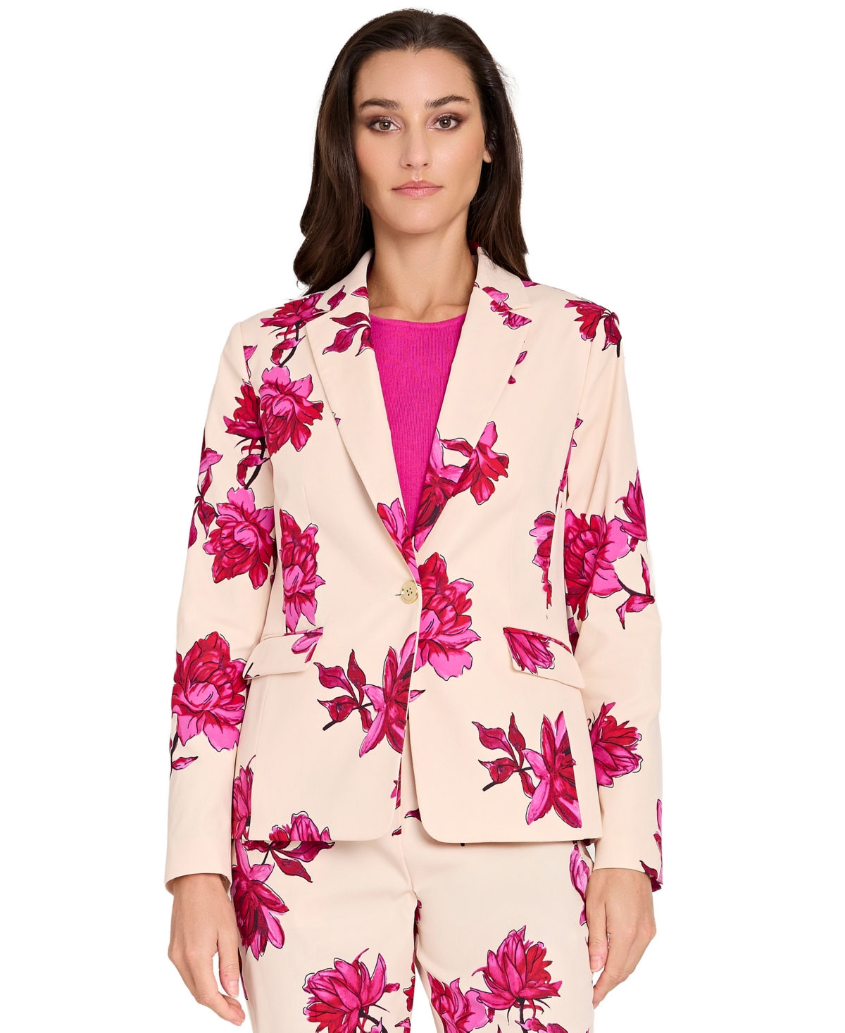 Click here for Tahari Asl Womens Printed Long-Sleeve Blazer - Van... prices