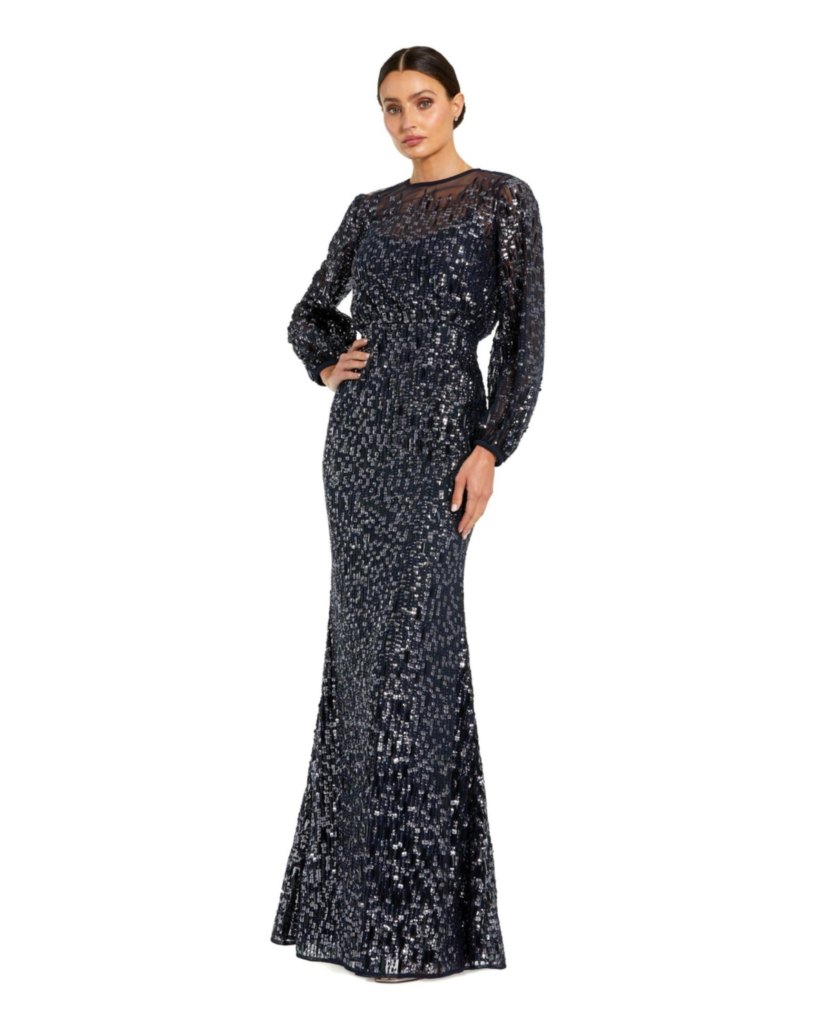 Click here for Mac Duggal Womens Sequin Long Sleeve Blouson Eveni... prices