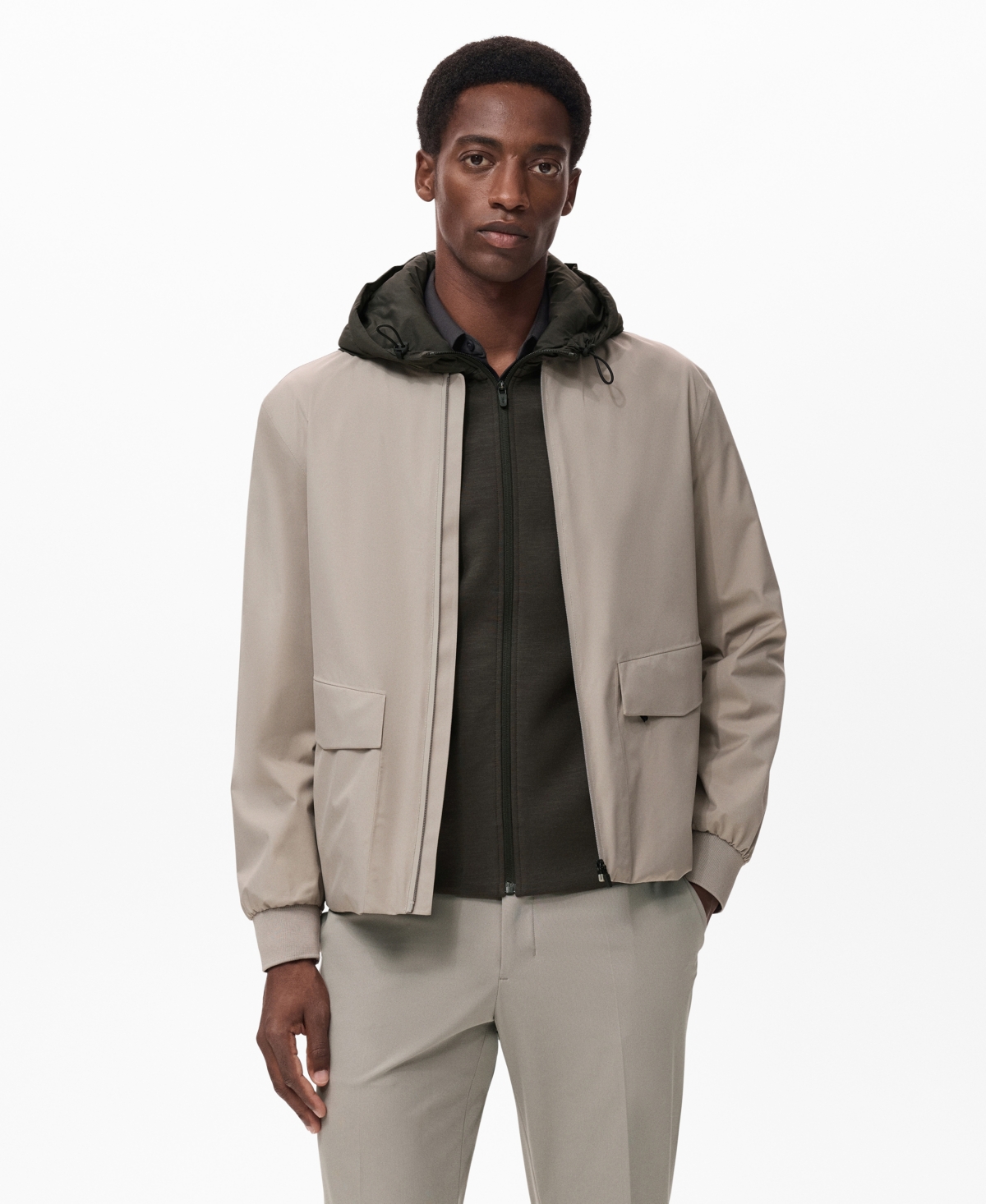 Click here for Mango Mens Technical Waterproof Jacket - Ice Gray prices