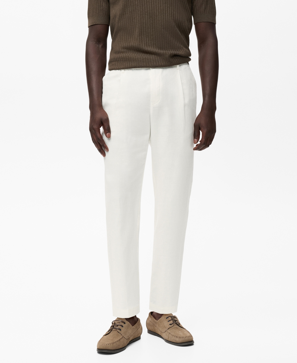 Click here for Mango Mens Drawstring Slim-Fit Pants - White prices