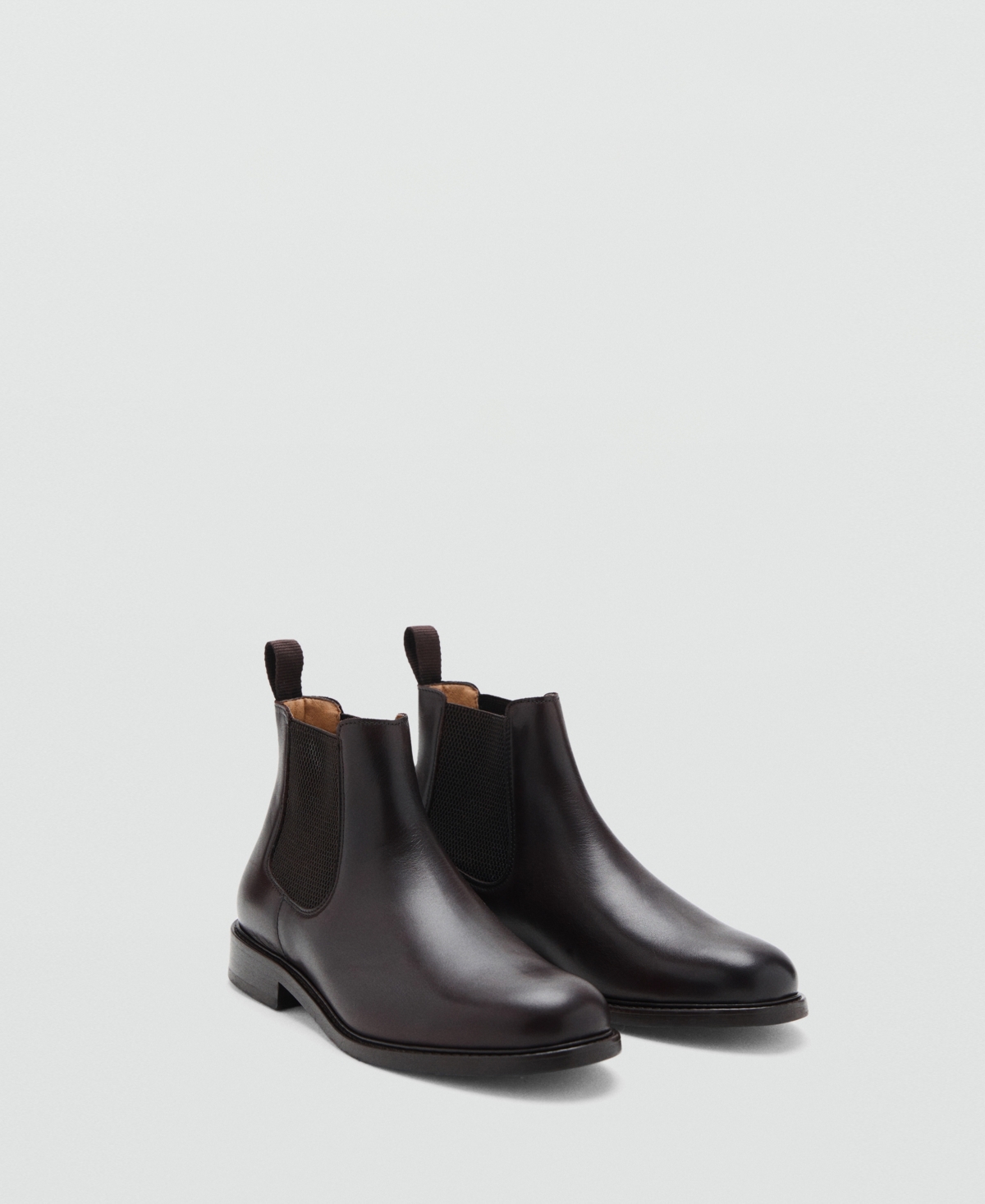 Click here for Mango Mens Polished Leather Chelsea Boots - Brown prices