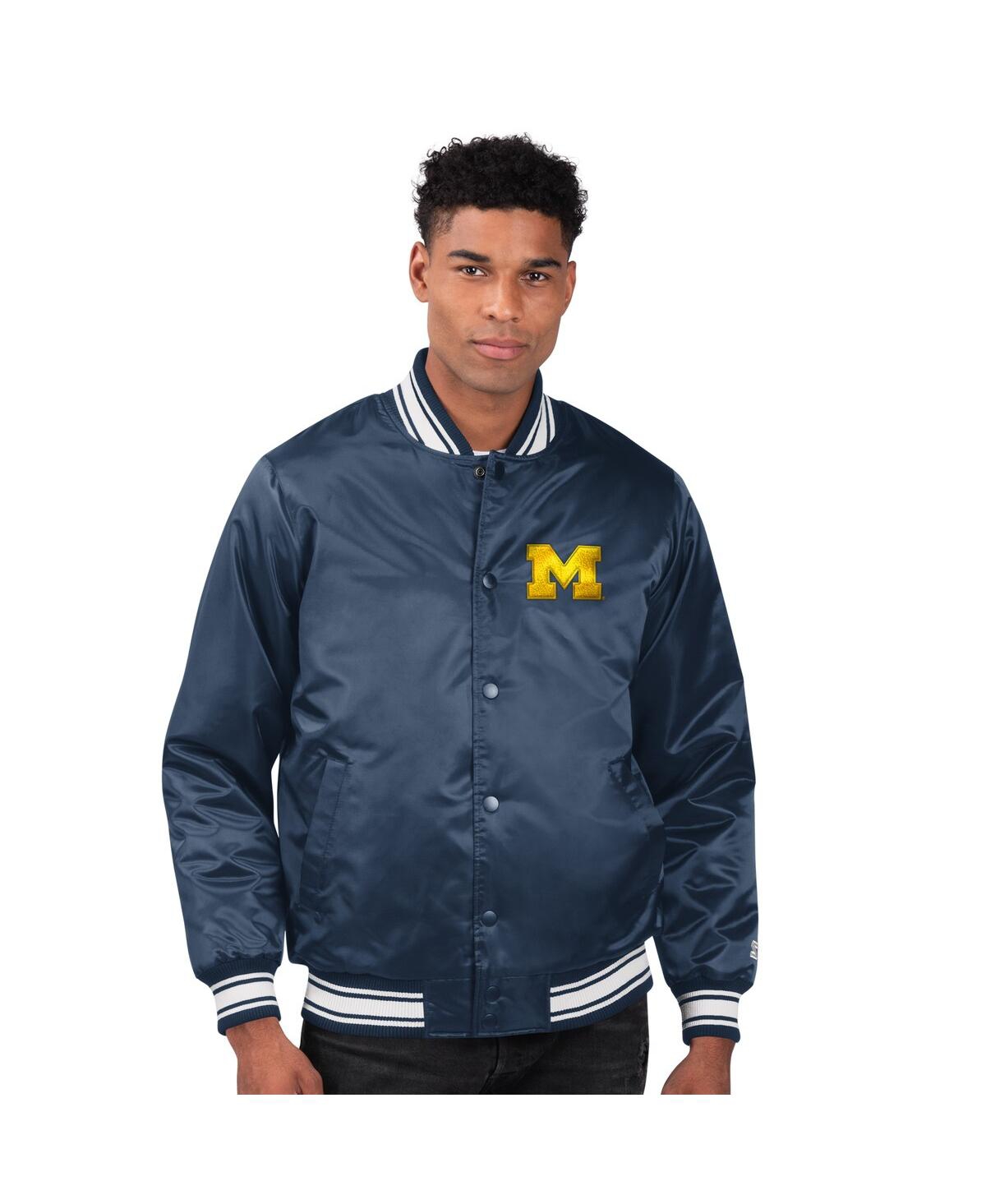 Click here for Starter Mens Navy Michigan Wolverines Core Satin V... prices