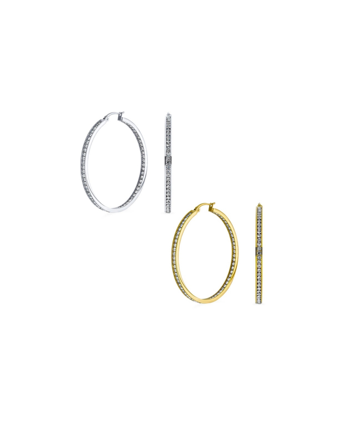 Click here for Bling Jewelry Set of 2 Round Channel Set Cz Hoop E... prices