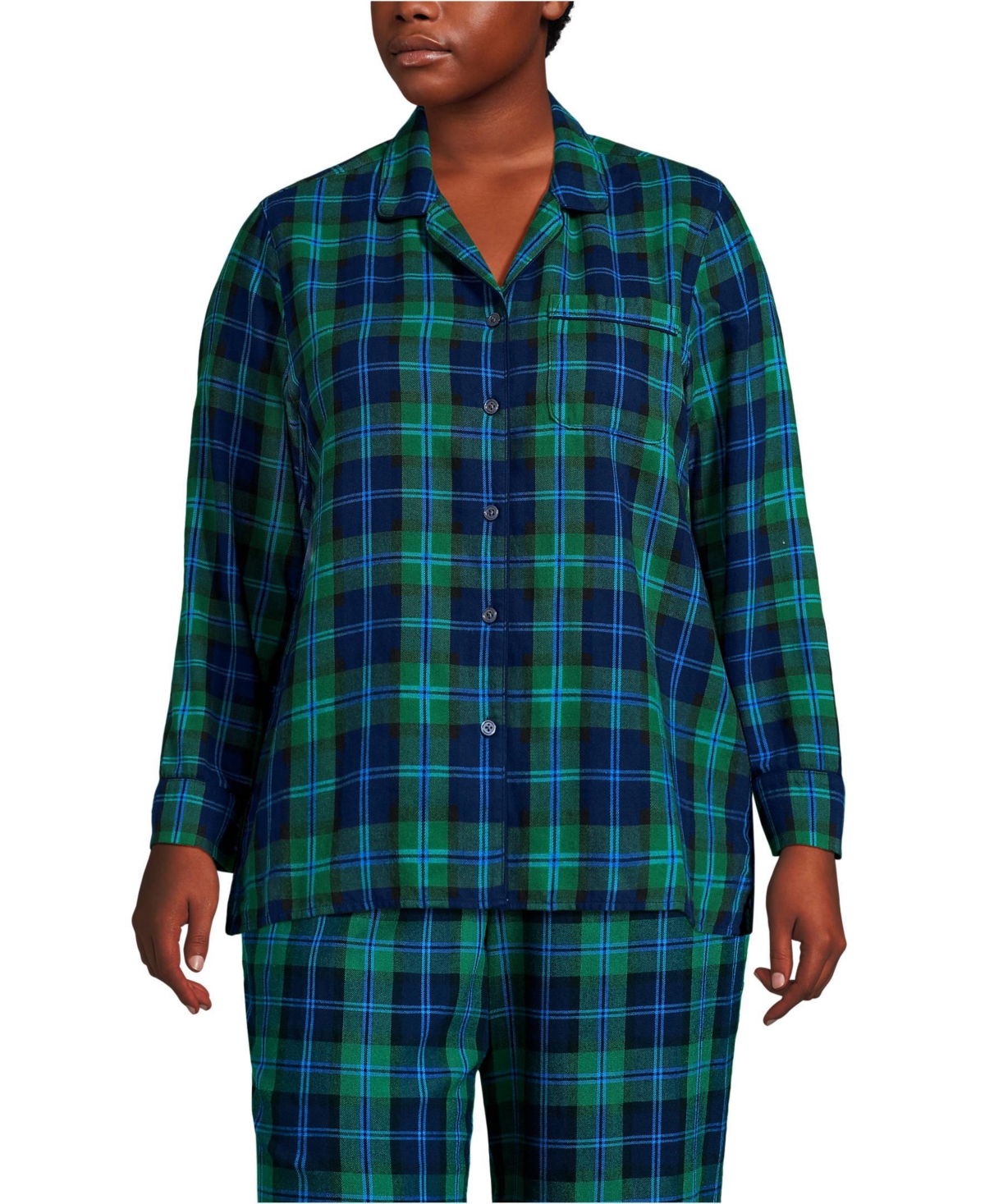 Click here for Lands End Plus Size Long Sleeve Print Flannel Paja... prices