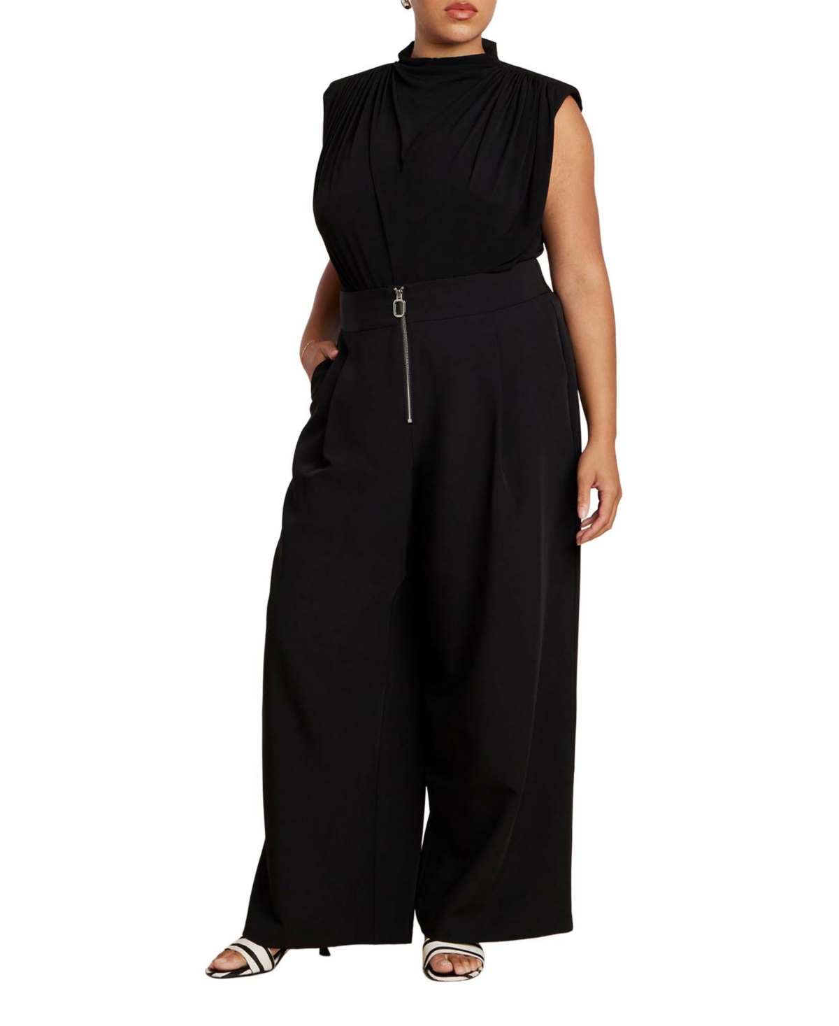 Click here for Eloquii Womens Wide Leg Trouser With Zipper Detail... prices