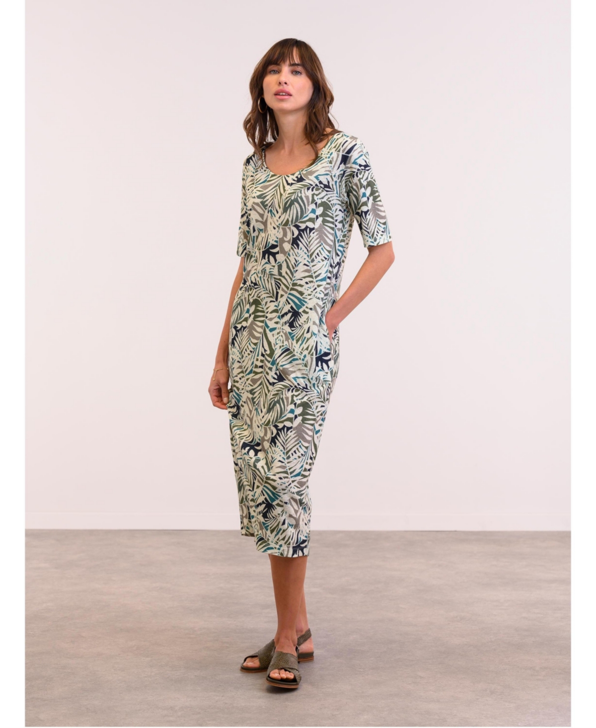 Click here for Celtic & Co. Womens Linen Blend Button Back Midi D... prices