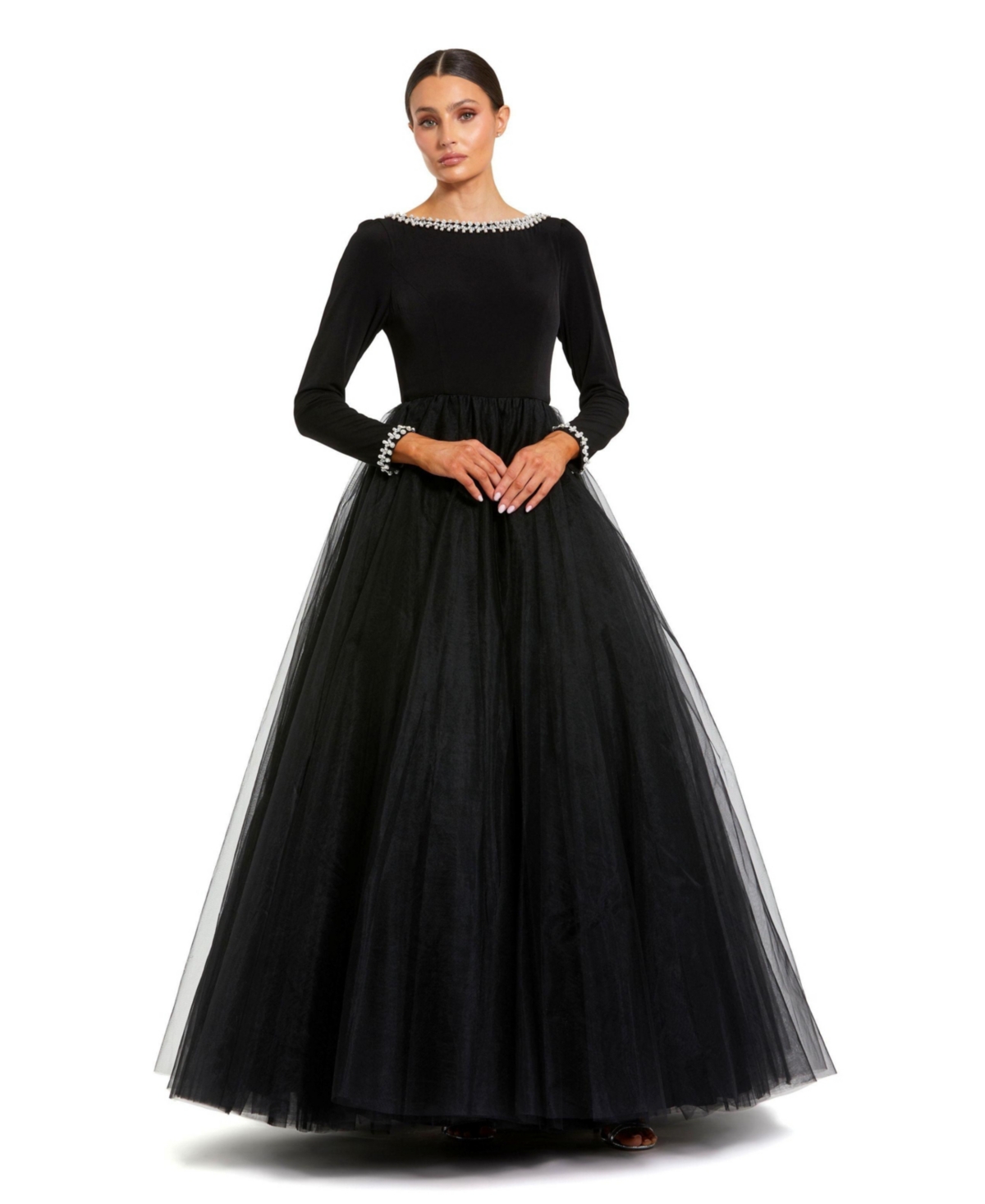 Click here for Mac Duggal Womens Embellished Jersey Long Sleeve B... prices