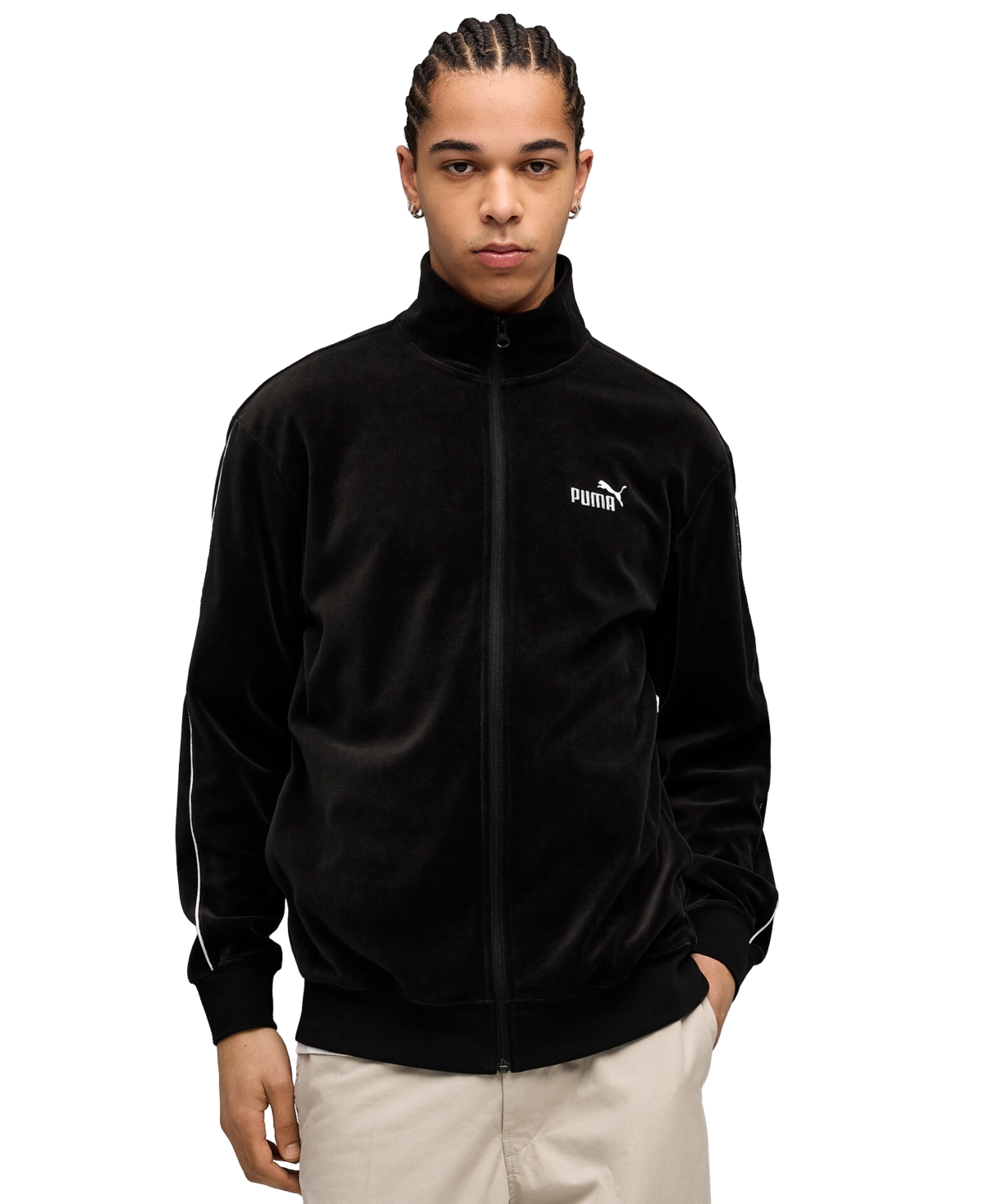 Click here for Ess Elevated Velour Track Jacket - Puma Black prices
