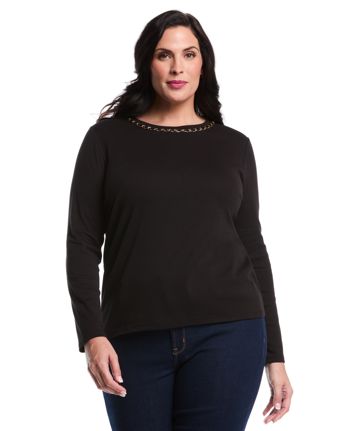 Click here for Rafaella Womens Plus Size Chain Neck Detail Long S... prices