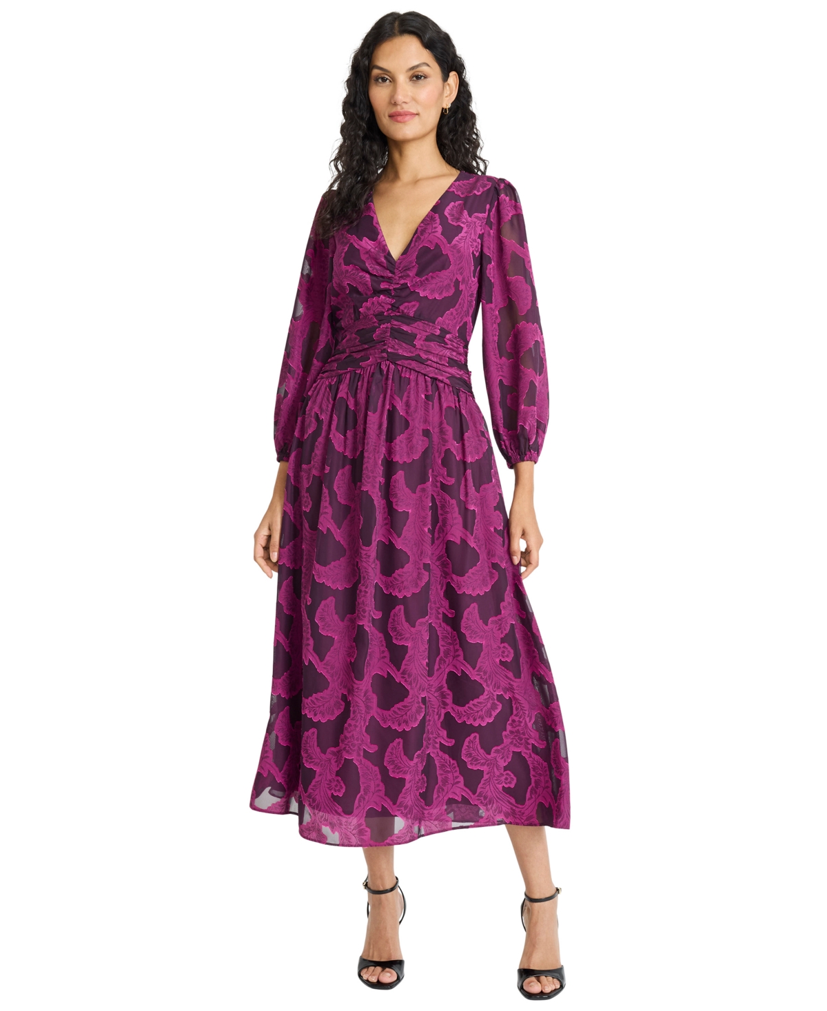 Click here for Maggy London Womens Long-Sleeve Midi Dress - Magen... prices