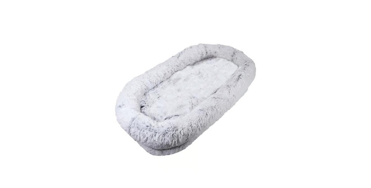 Click here for Grey White Human Dog Bed Washable Faux Fur Dog Bed... prices