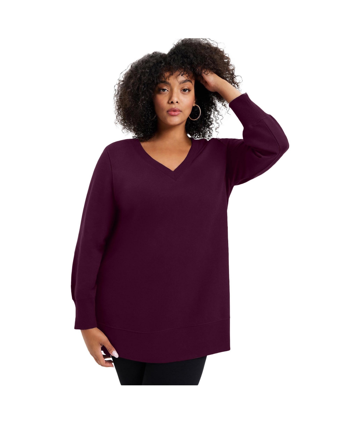 Click here for June + Vie Womens Plus Size V-Neck French Terry Sw... prices