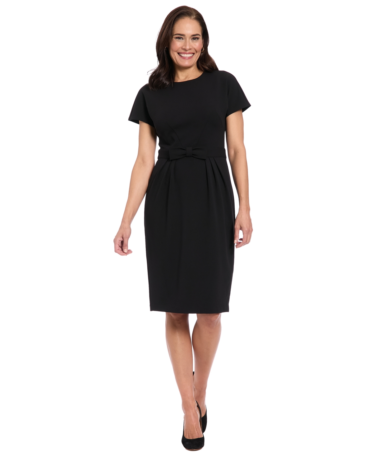 Click here for London Times Petite Short-Sleeve Sheath Dress - Bl... prices