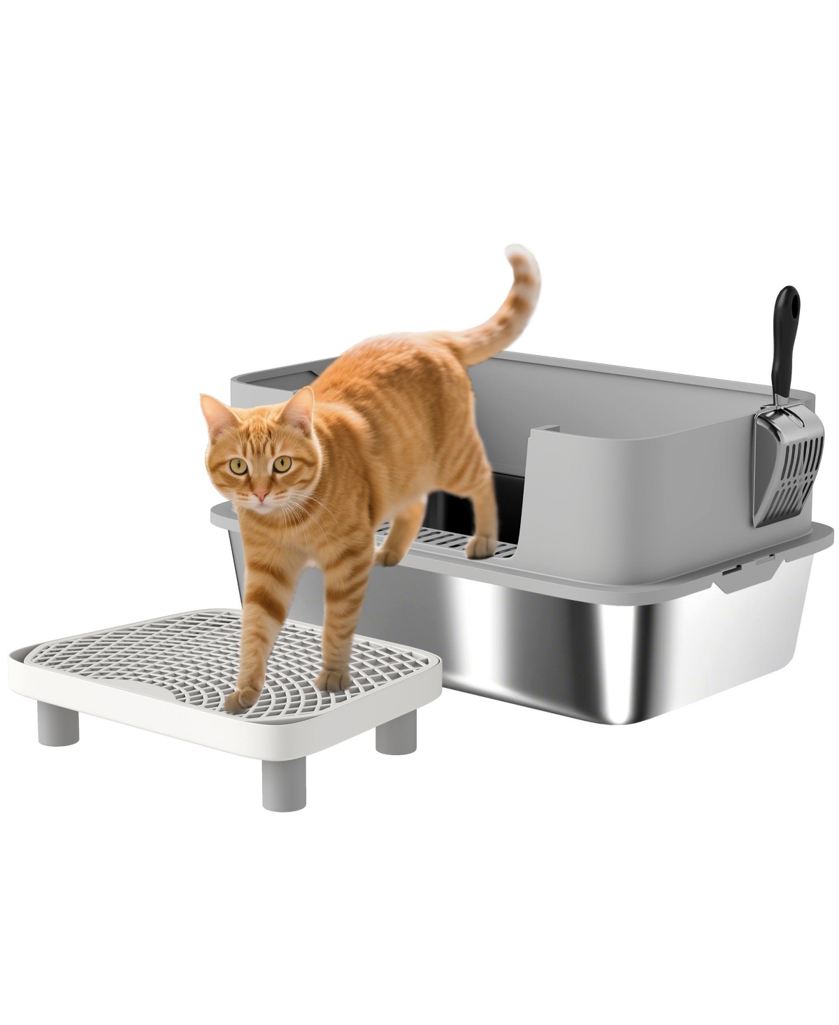 Click here for PawHut Stainless Steel Litter Box  High Sided Cat... prices