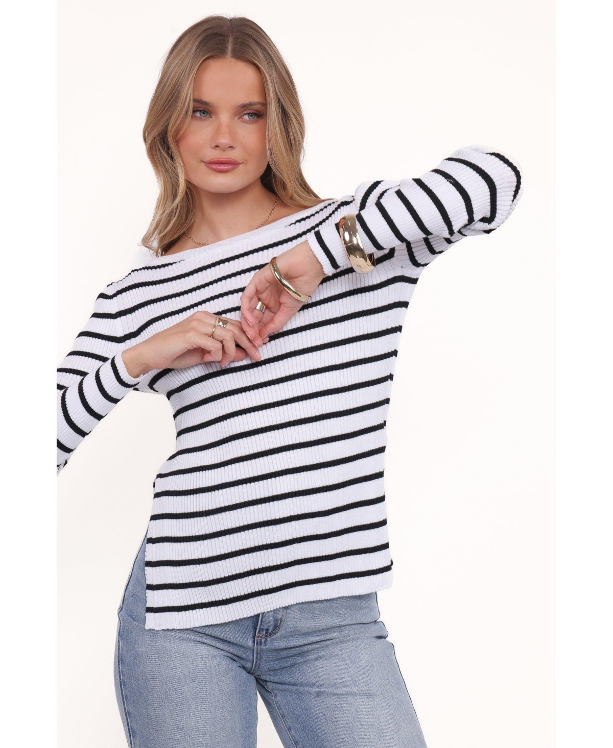 Petal and Pup Womens Alvina Knit Top - White black stripe