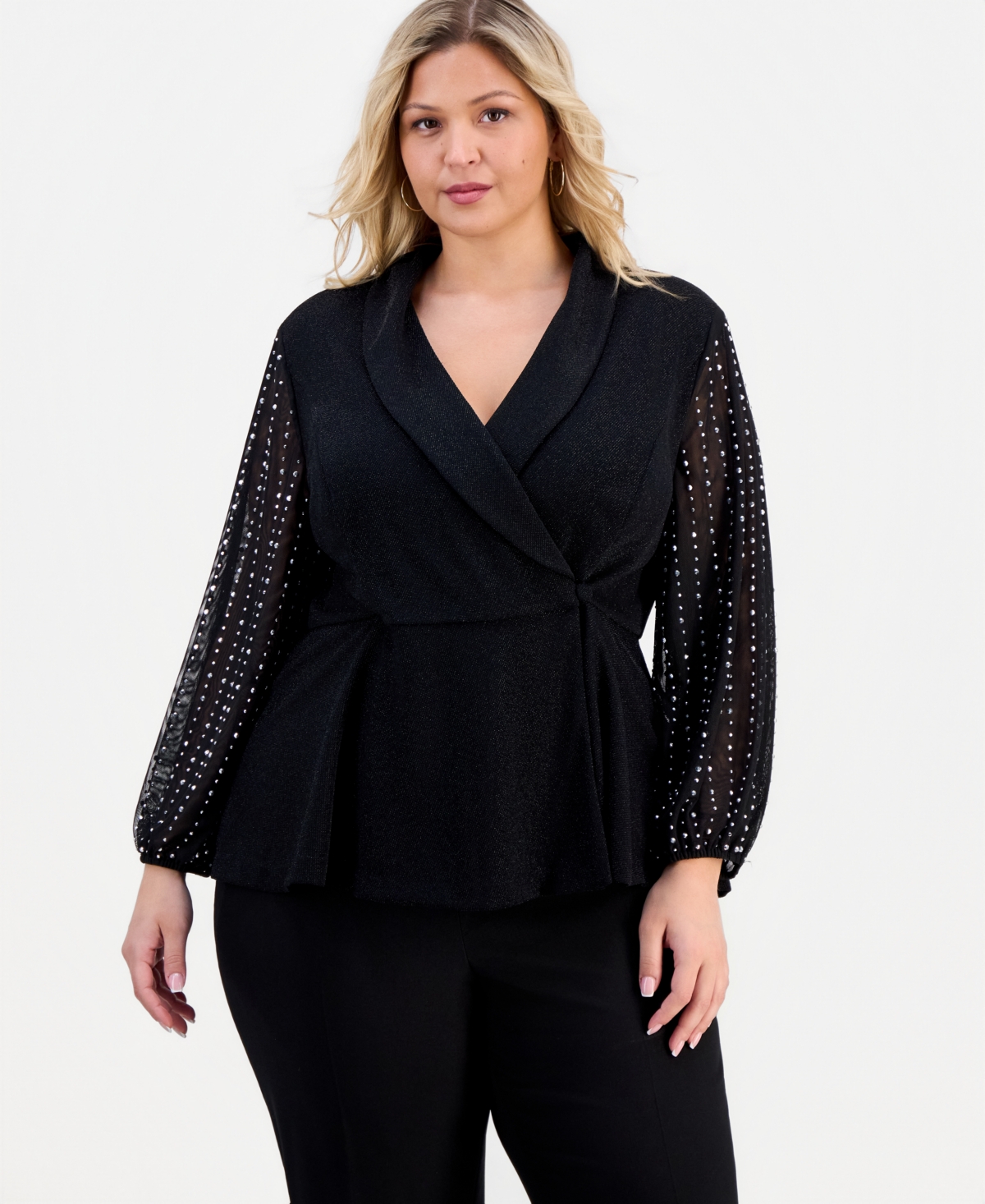 Click here for Alex Evenings Plus Size Metallic Knit Beaded-Sleev... prices