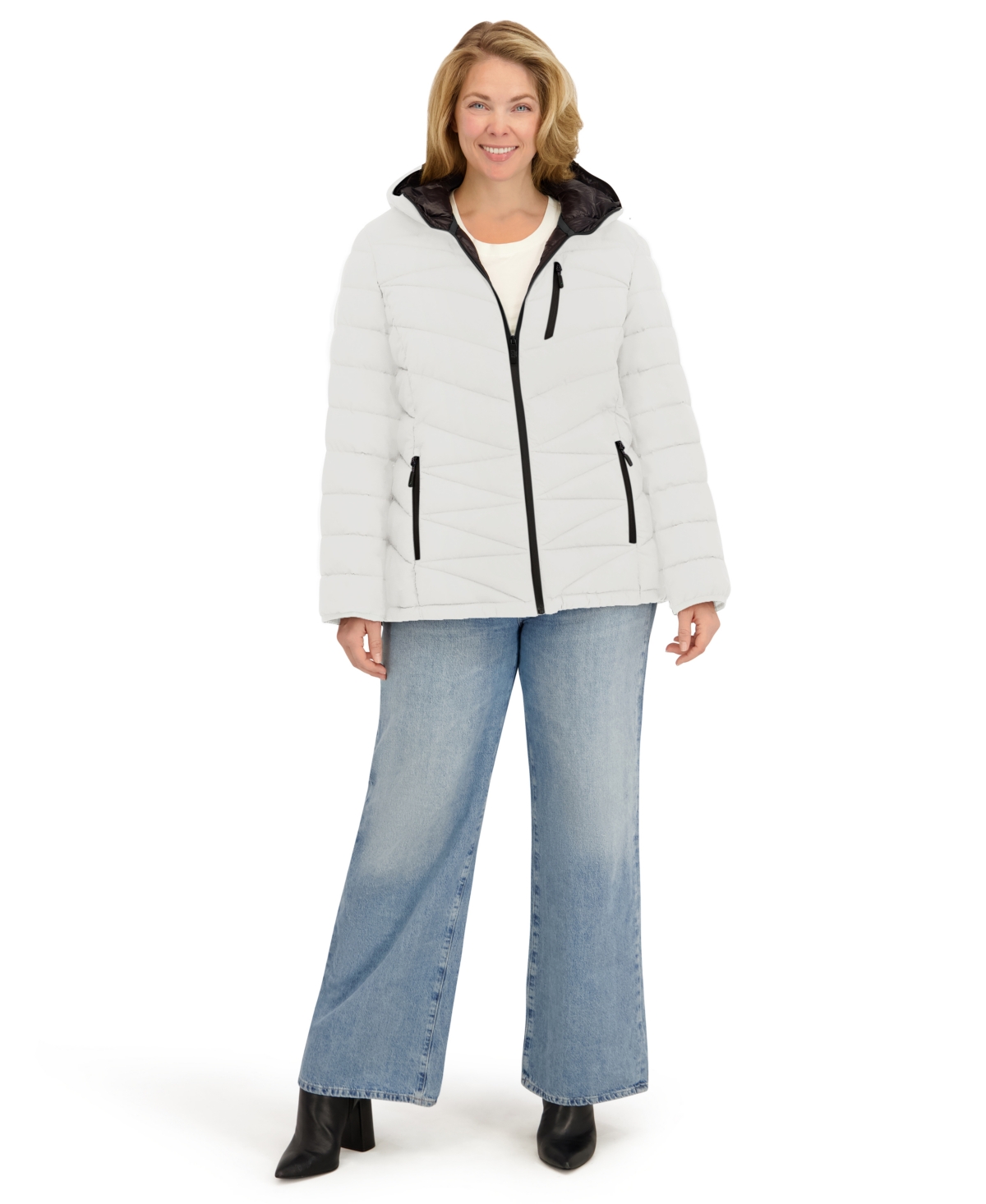 Click here for Nautica Plus Size Zip Front Short Packable Coat -... prices