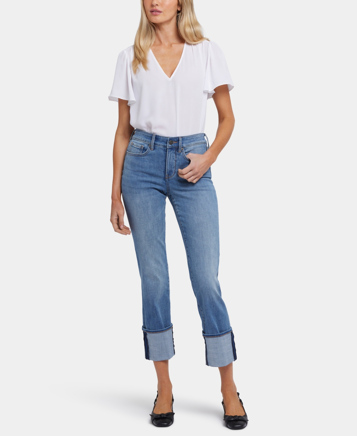 Click here for Nydj Womens Marilyn Straight with Cuffs Jeans - Ba... prices
