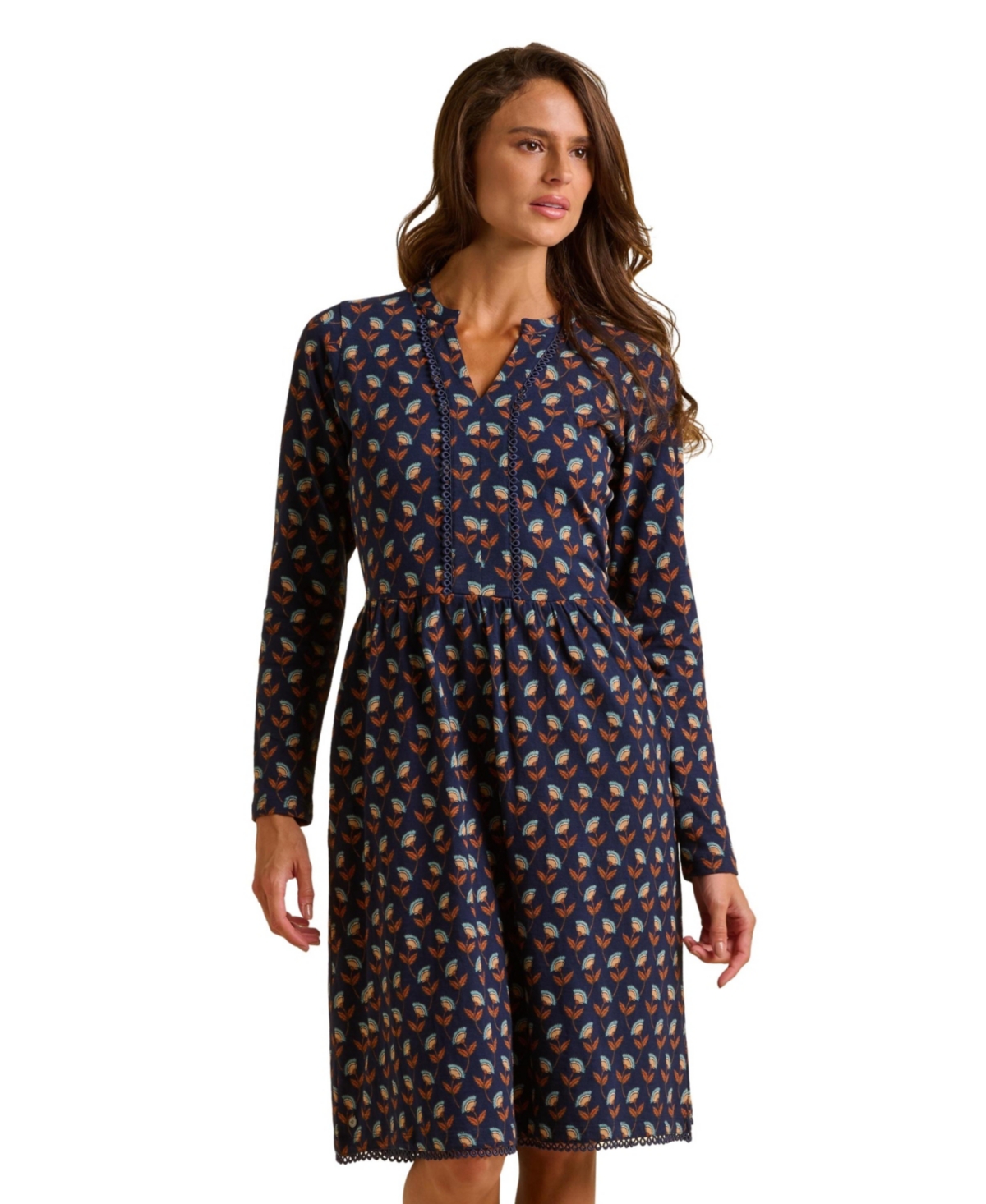 Click here for Brakeburn Womens Rowan Long Sleeve V-Neck Midi Dre... prices