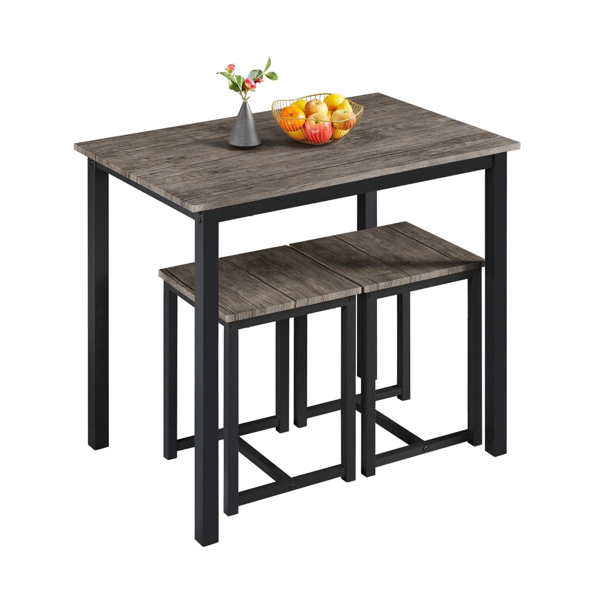 Click here for Industrial 3-Piece Dining Table Set Drift Brown -... prices
