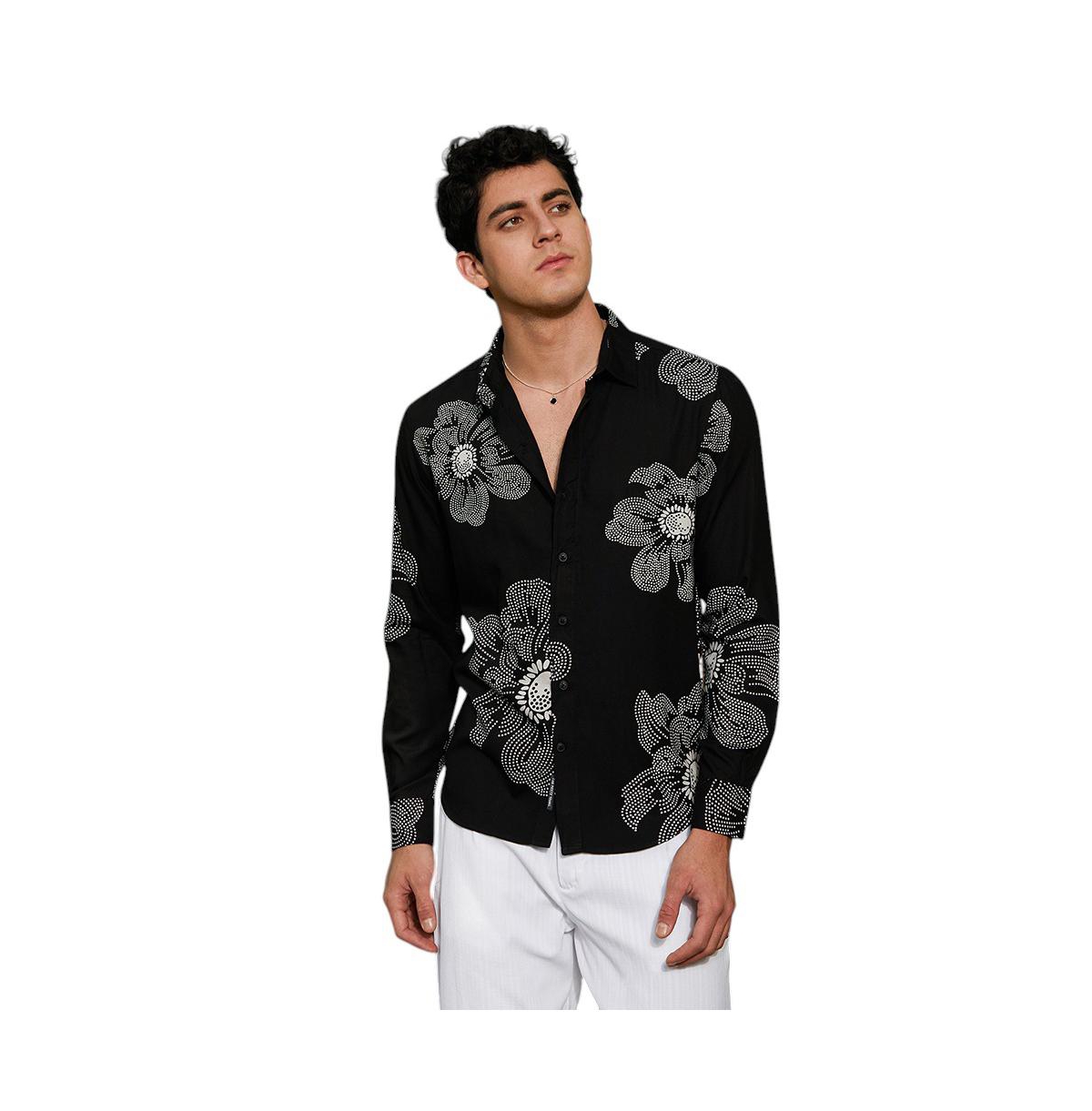 Click here for Campus Sutra Mens Obsidian Black Maxi-Flora Shirt... prices