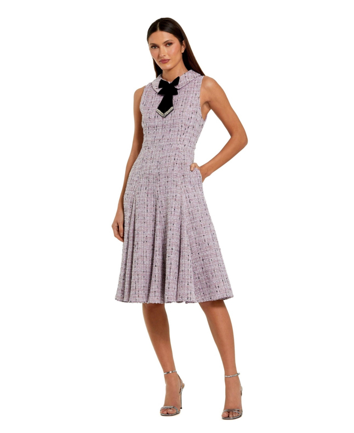 Click here for Mac Duggal Womens Sleeveless Boucle A-Line Midi Dr... prices
