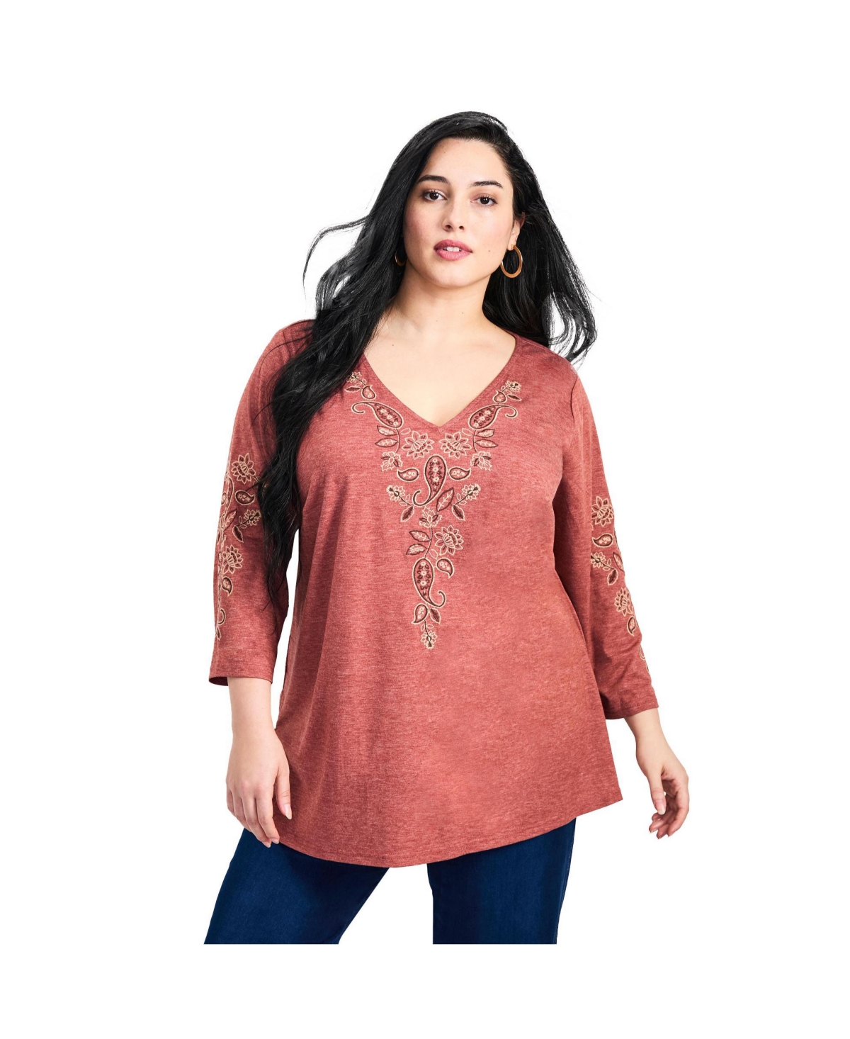 Click here for Avenue Womens Plus Size Casey Embroidered Top - Sp... prices