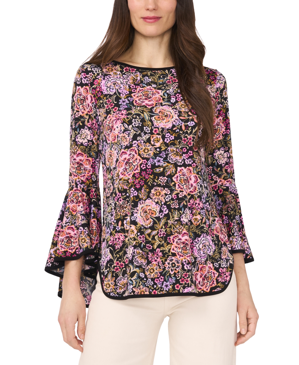 Click here for Sam & Jess Womens Bell-Sleeve Top - Black prices
