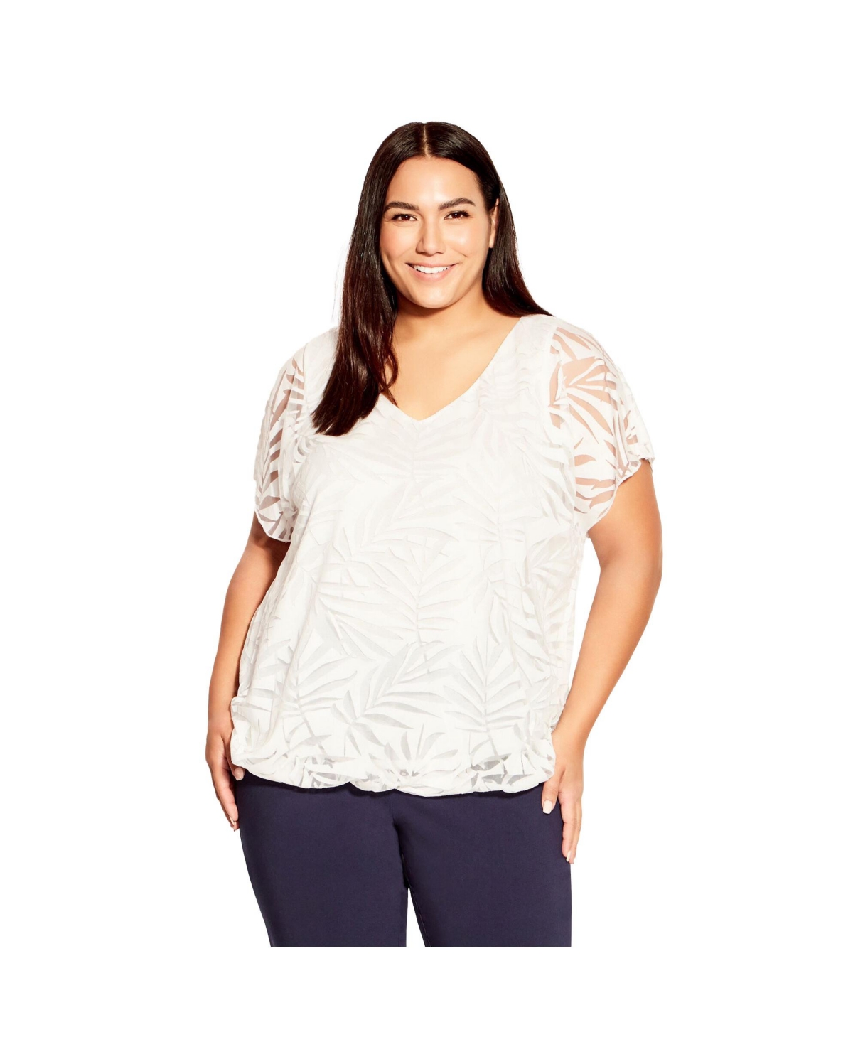 Click here for Avenue Womens Elora Burnout Top - White prices