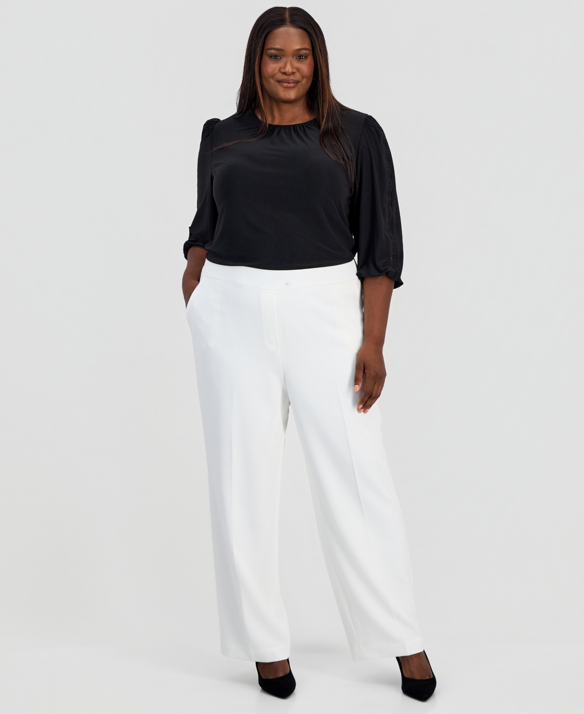 Click here for Kasper Plus Size Core Julia Stretch Wide-Leg Pants... prices