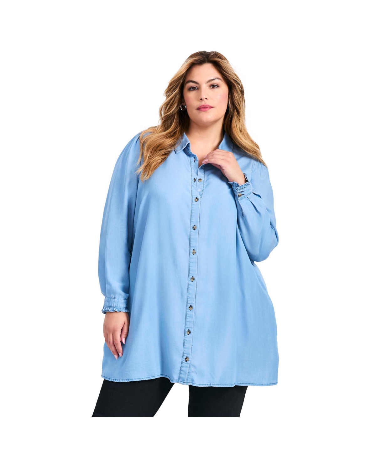 Click here for Avenue Womens Sia Chambray Shirt - Chambray prices