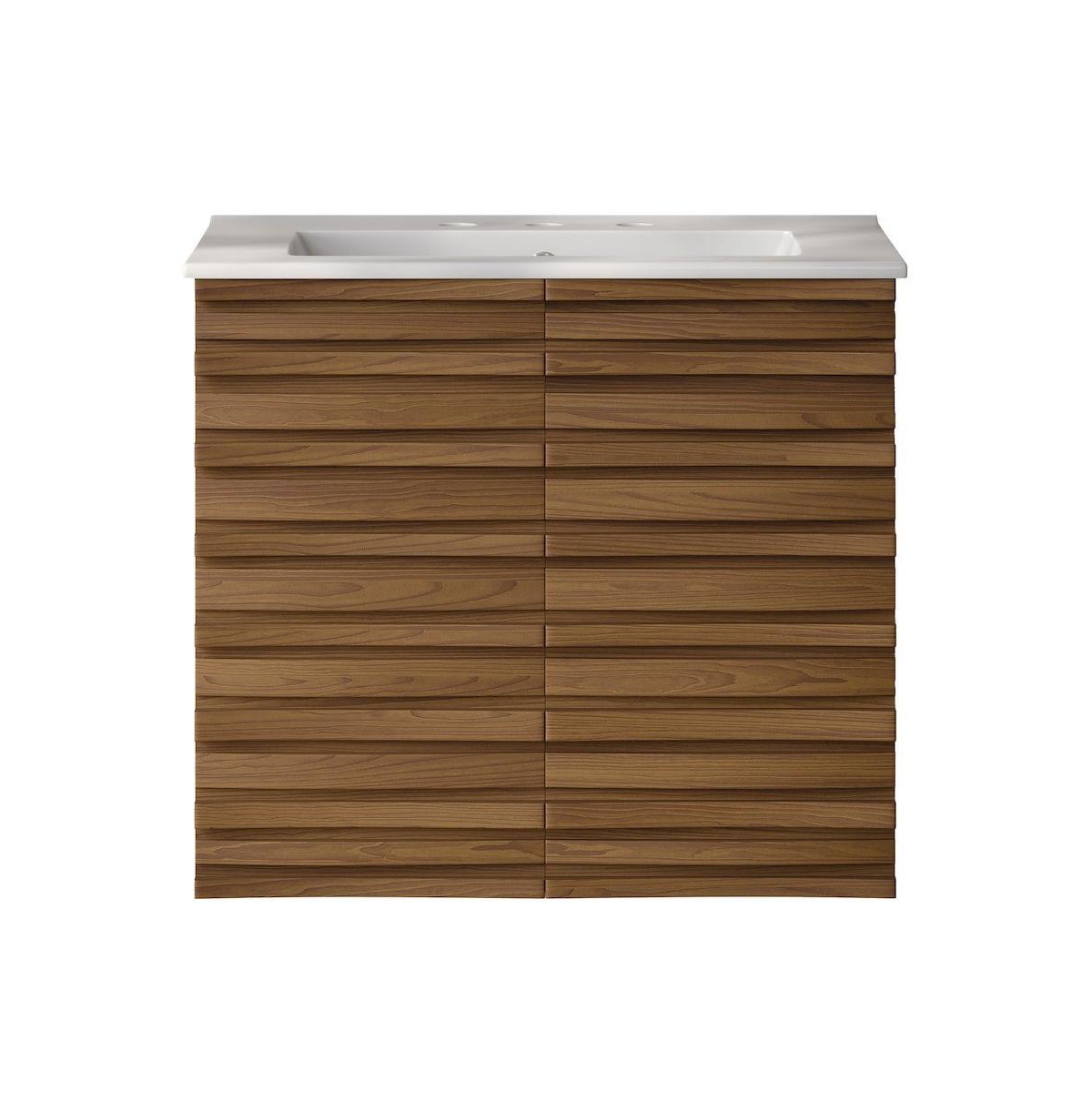 Click here for 24" Wall-Mounted Bathroom Vanity in Brown Oak... prices