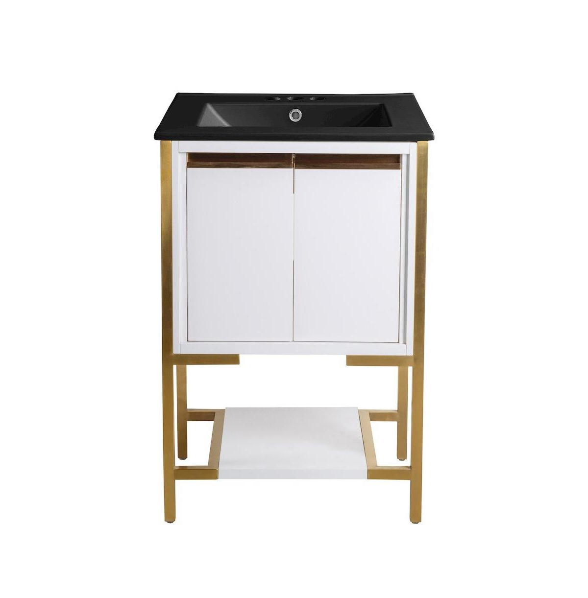Click here for Marseille 24 in. White Bathroom Vanity With Black... prices
