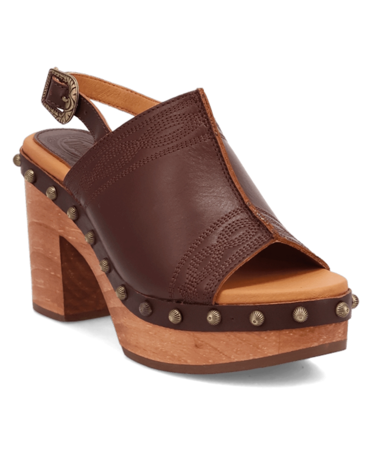 Click here for Dingo Womens Clover Wooden Sandal - Brown prices