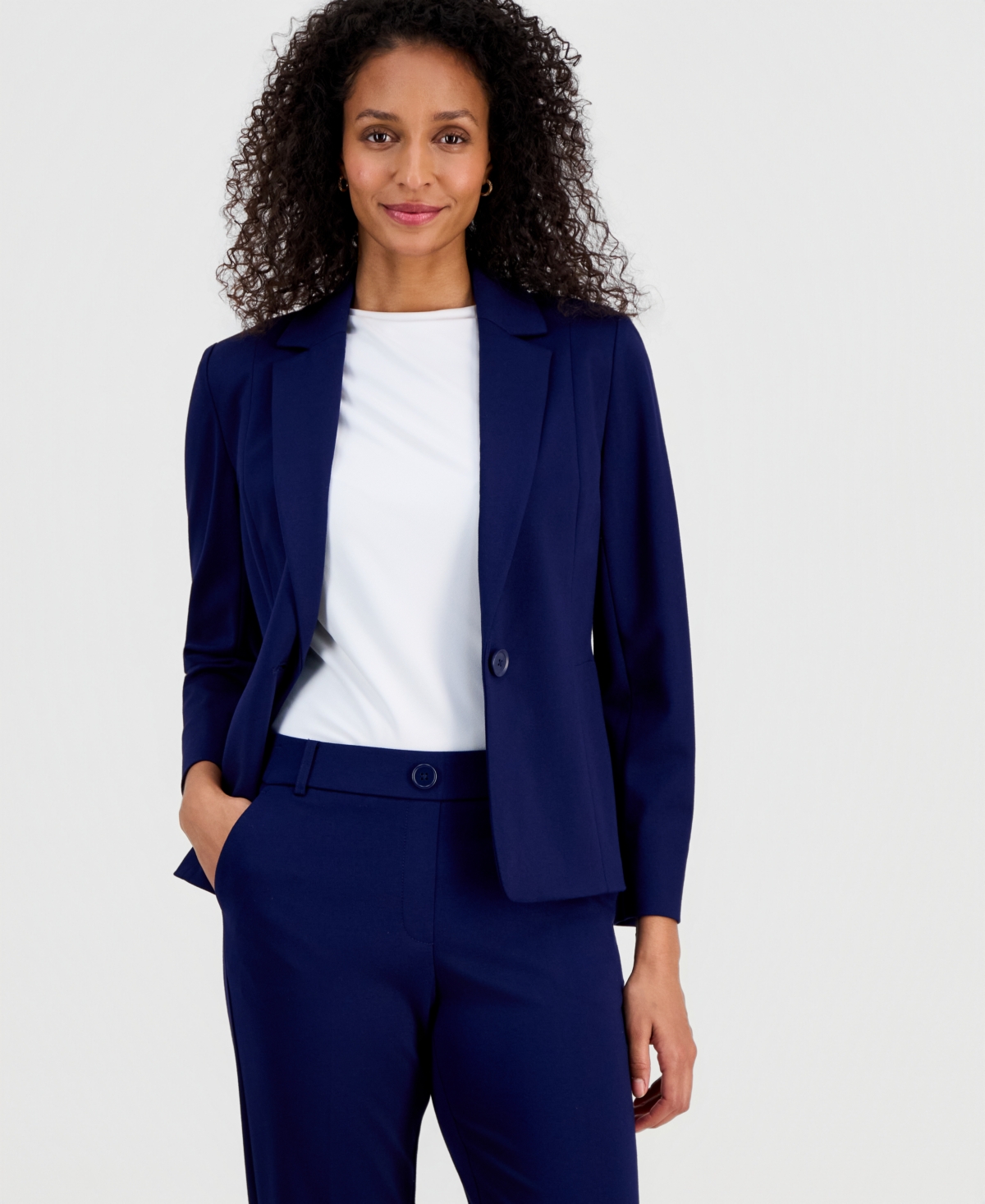 Click here for Kasper Compression One-Button Long-Sleeve Jacket... prices