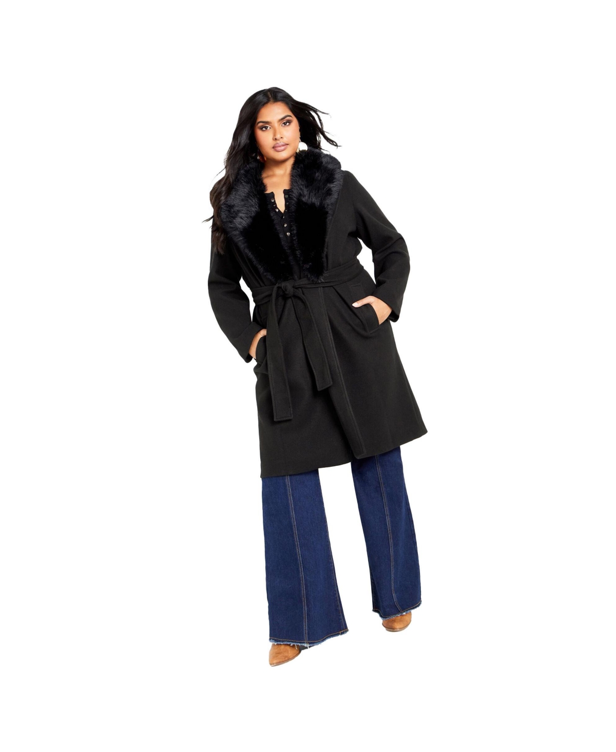 Click here for Avenue Womens Goddess Coat - Black prices