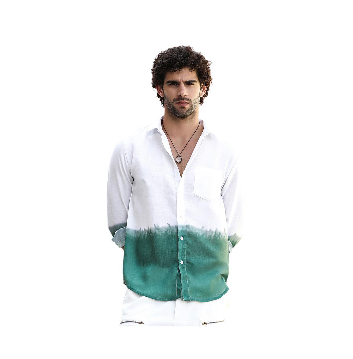 Click here for Campus Sutra Mens Emerald Green Ombre-Plunge Regul... prices