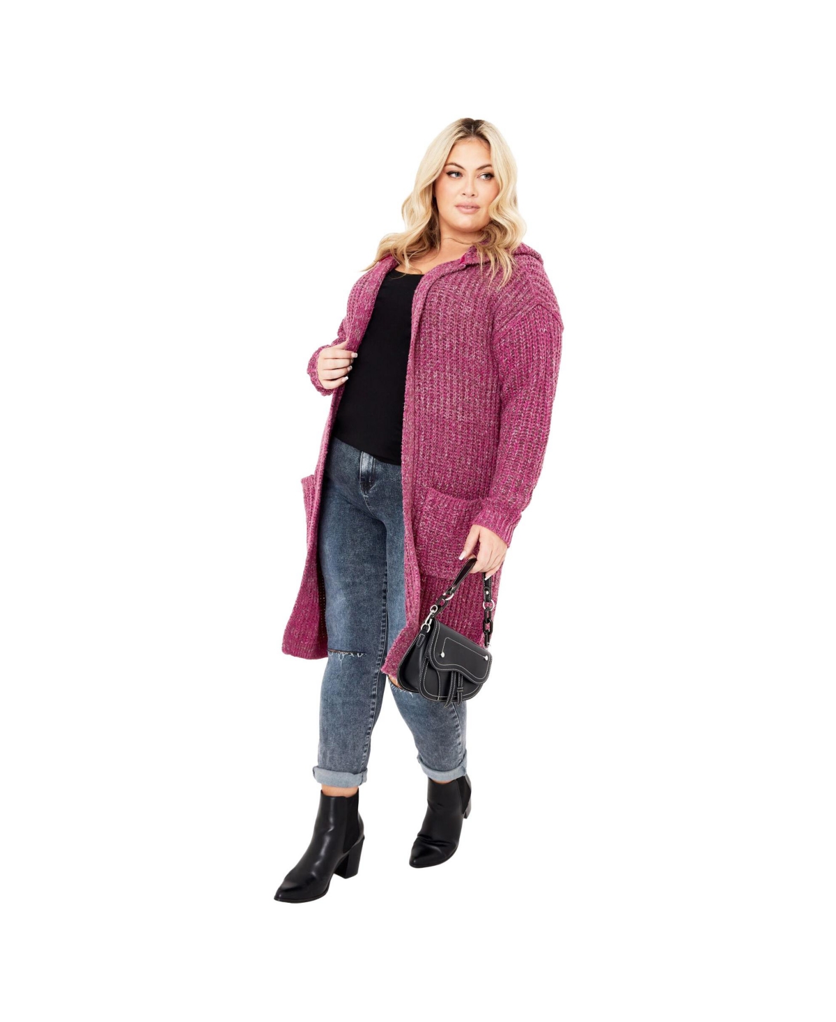 Click here for Avenue Womens Chelsea Soft Knit Hood Coatigan - Me... prices