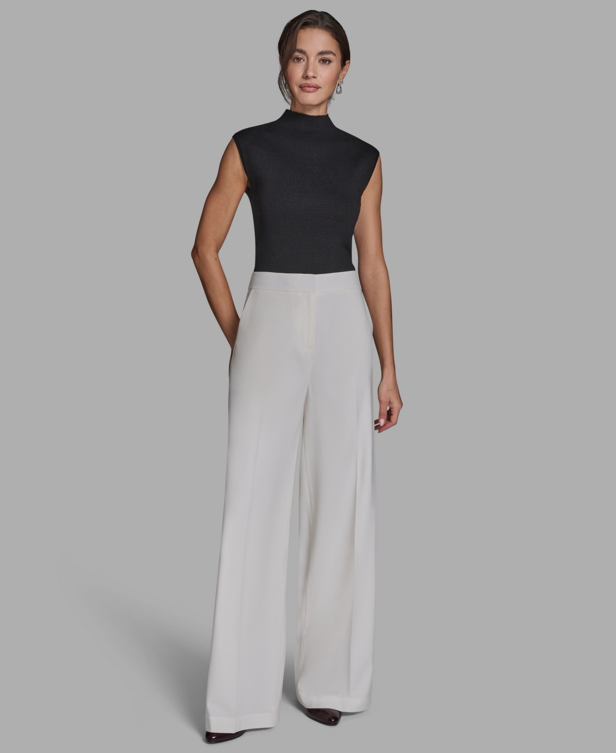 Click here for Bcbg Womens Wide-Leg High-Rise Pleated Pants - Whi... prices