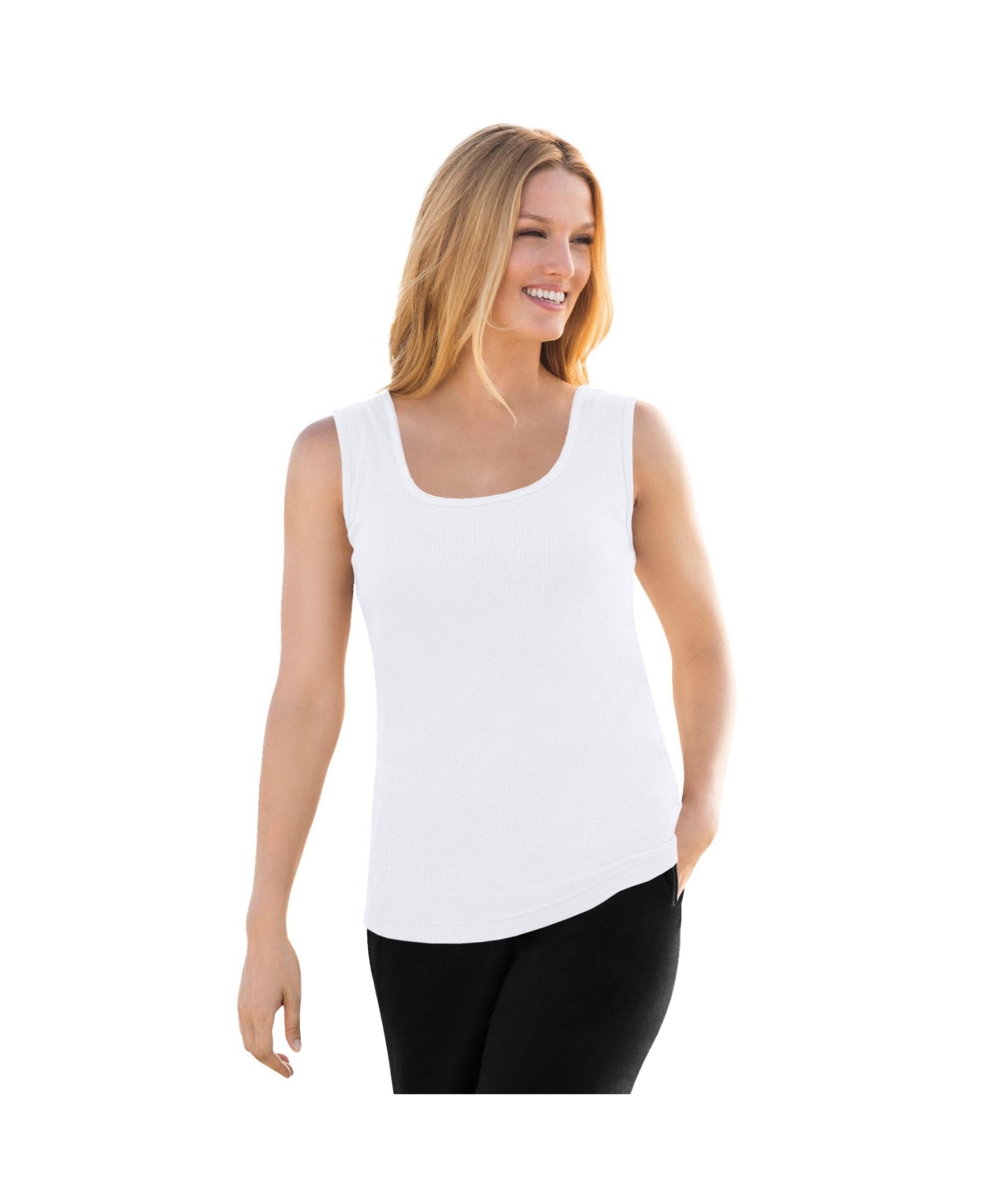Click here for Woman Within Plus Size Within Rib Knit Tank - Whit... prices