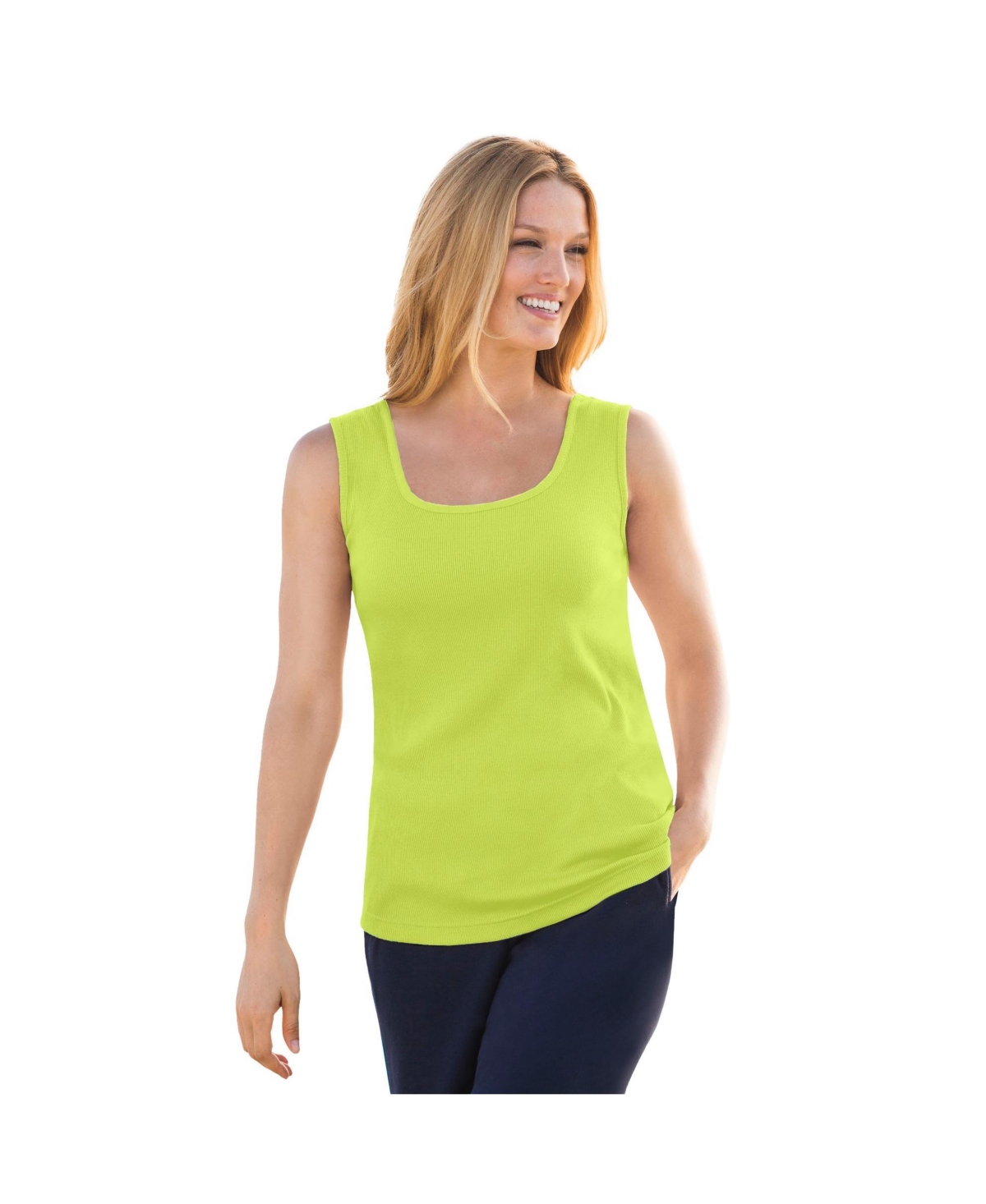 Click here for Woman Within Plus Size Within Rib Knit Tank - Lime prices