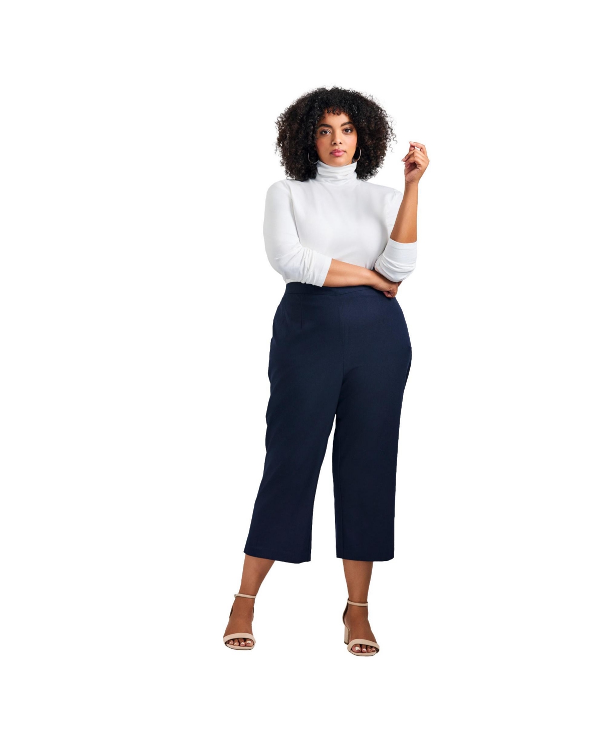 Click here for Avenue Womens Plus Size Cool Hand Crop Pant - Navy prices