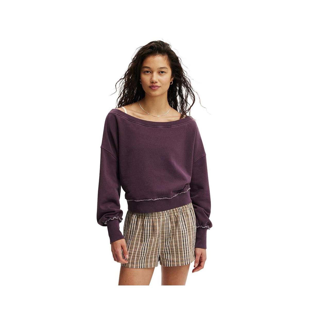 Click here for Cotton On Womens Off Shoulder Sweatshirt - Washed... prices