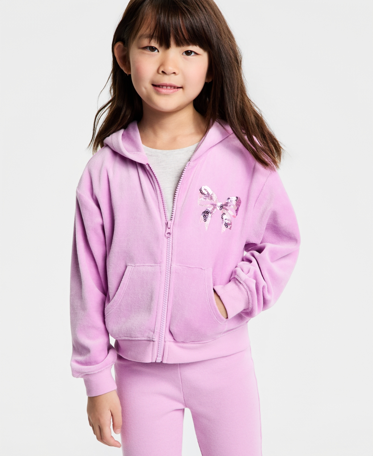 Click here for Epic Threads Little & Big Girls Bow Full-Zip Hoodi... prices