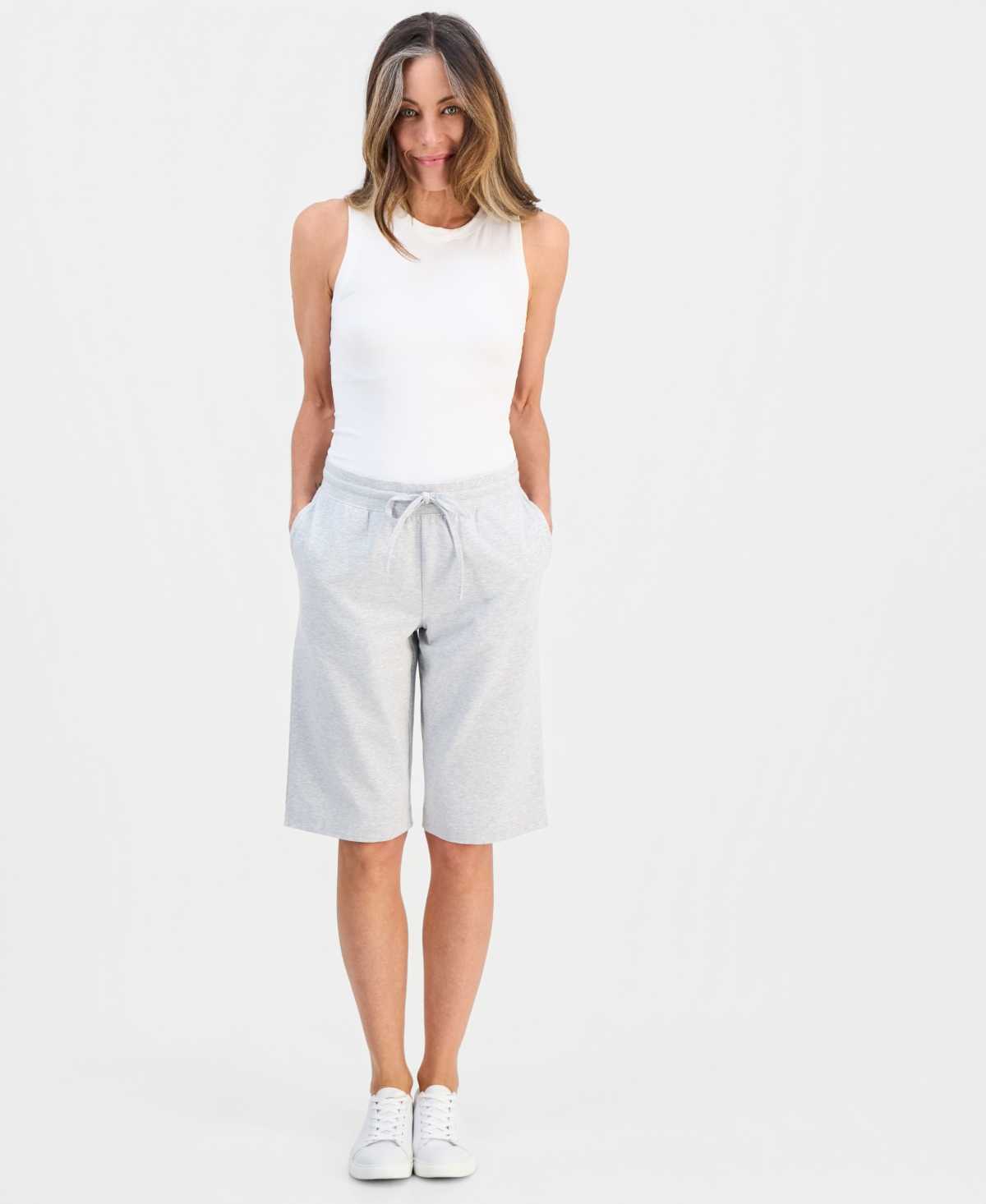 Click here for Style & Co Womens Mid Rise Sweatpant Bermuda Short... prices