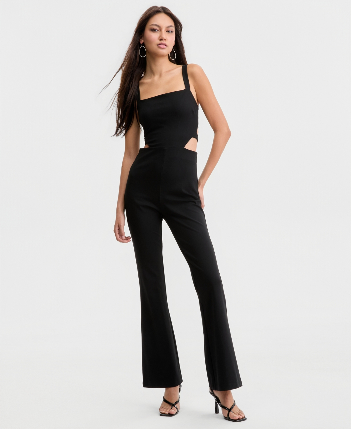 Click here for Guess Womens Noel Ponte Waist-Cutout Jumpsuit - Je... prices
